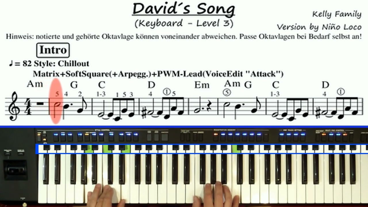 DAVID´S SONG - Kelly Family -- Keyboard-Cover & Demolehrvideo auf ...