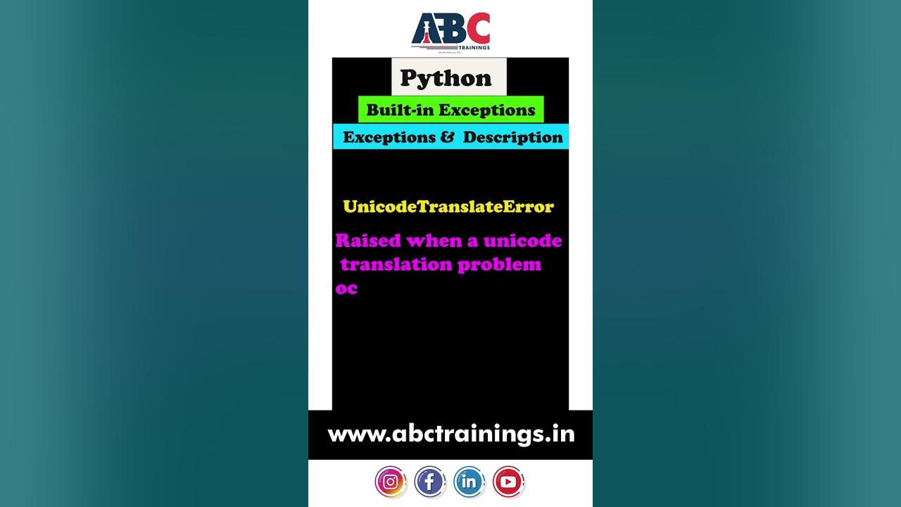 Python Built In Exceptions 4 Python Pythonprogramming Exceptions Abctrainings Abccadcentre