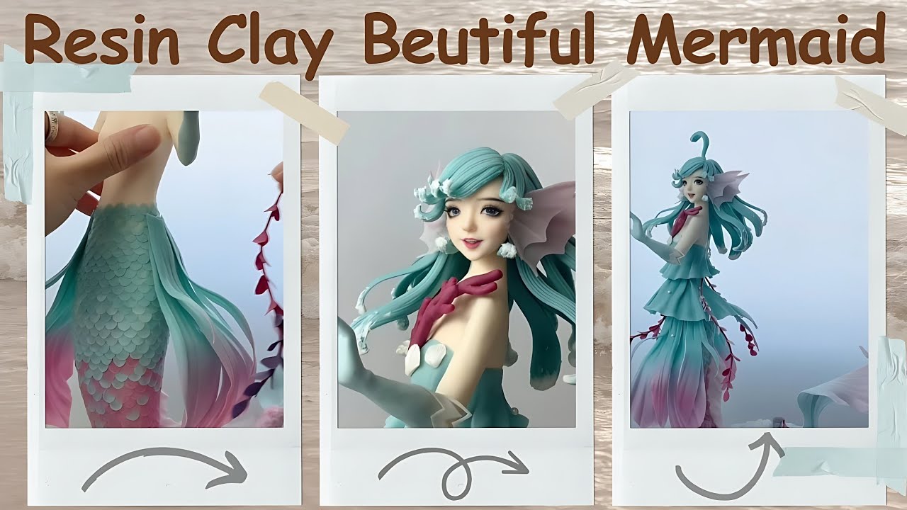 Mermaid princess clay showpiece/resin clay art tutorials and caraft - YouTube