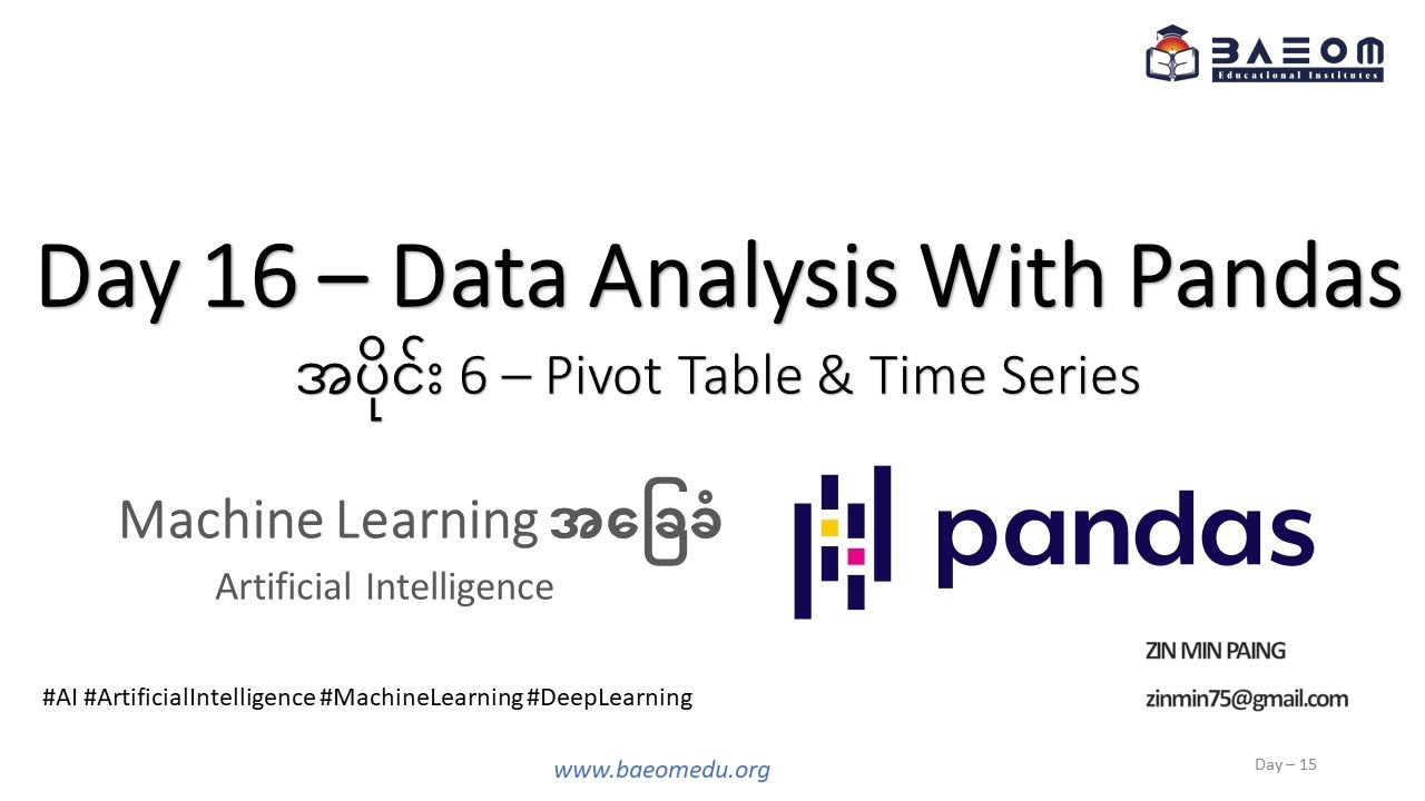 ML_D16 | Pivot Table & Timeseries | Data Analysis with Pandas 4 | AI ...
