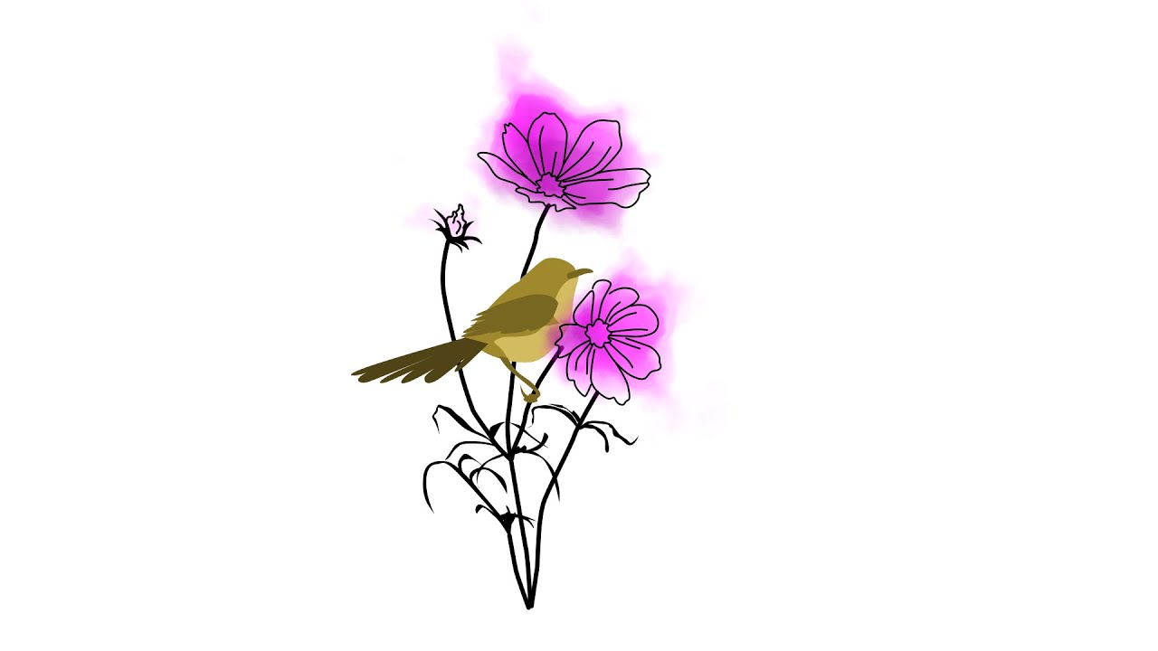 Watercolor Effect Pen and Ink with Bird using Inkscape - YouTube