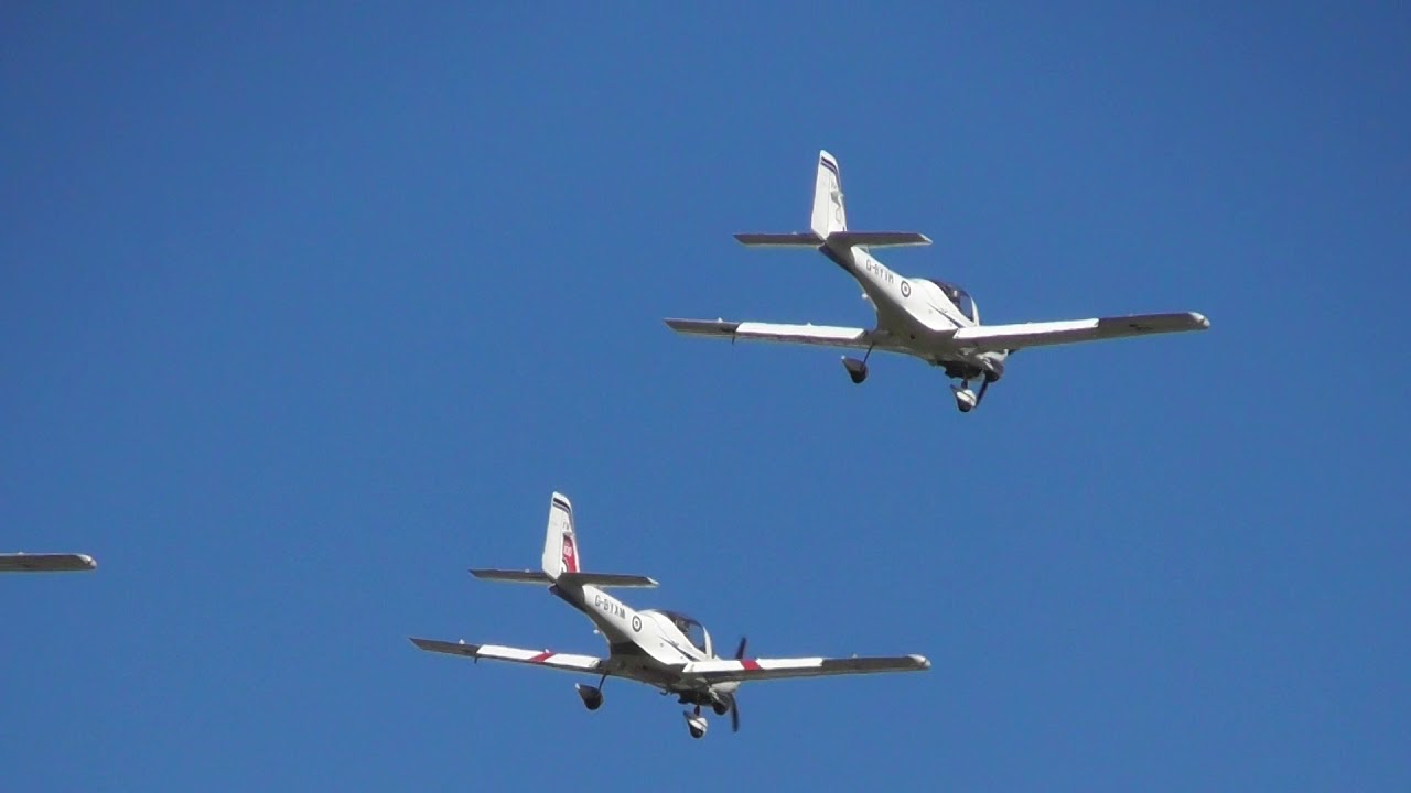 upload 3x RAF Grob Tutor planes fly in formation Cambridge UK 28sep18 ...