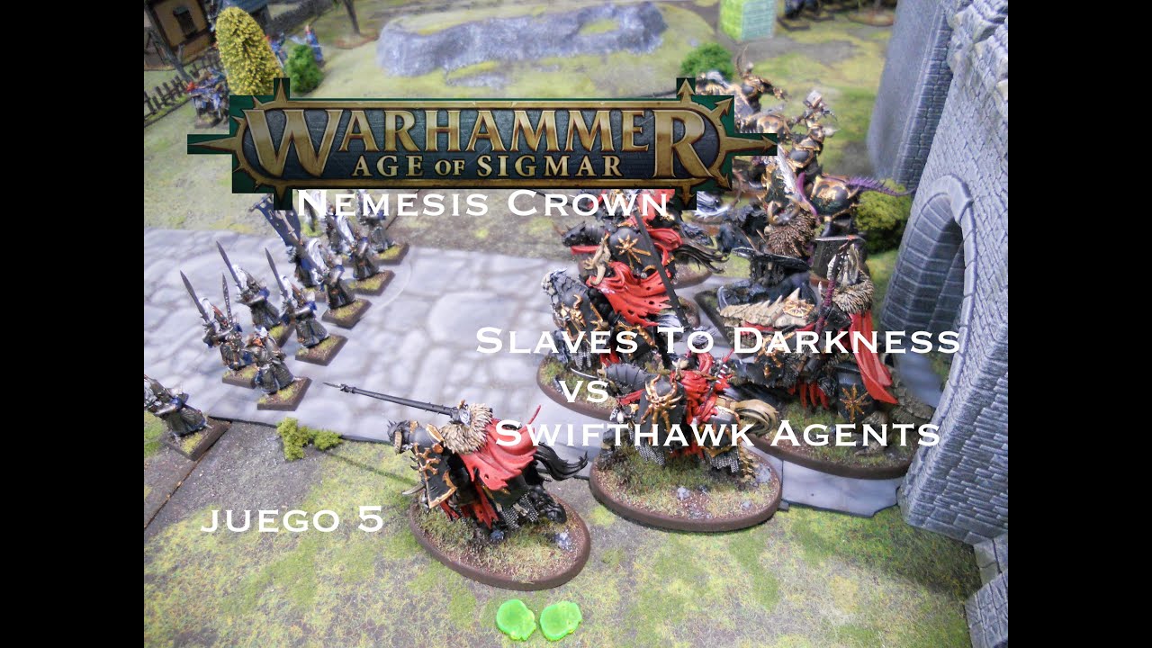Age of Sigmar NEMESIS CROWN - Swifthawk Agents vs Slaves To Darkness ...