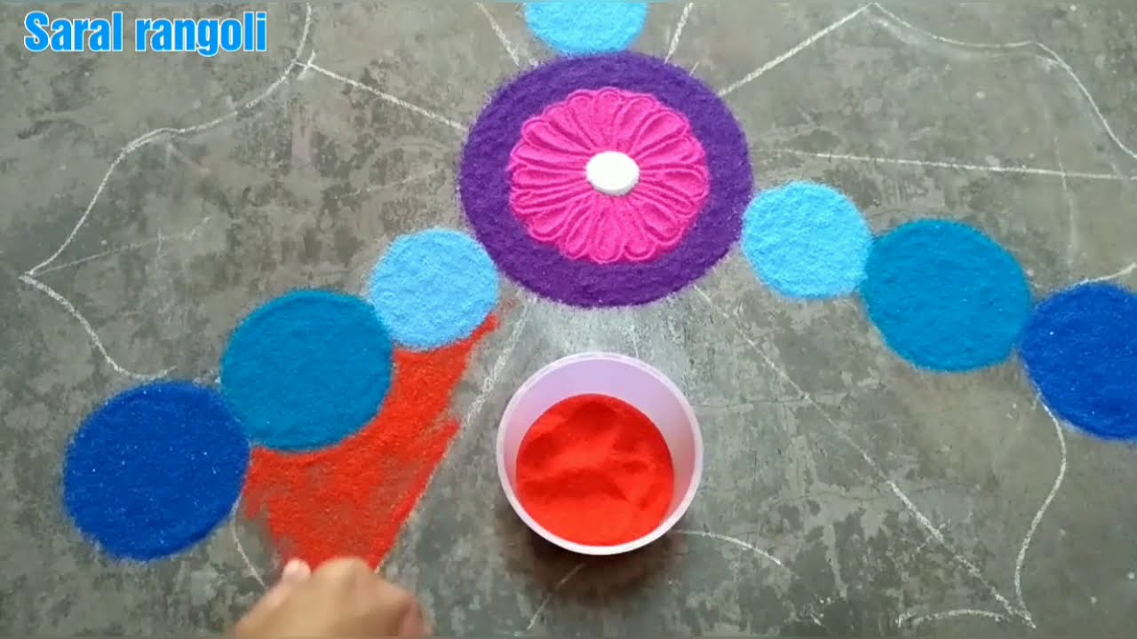 Beautiful and simple rangoli - YouTube