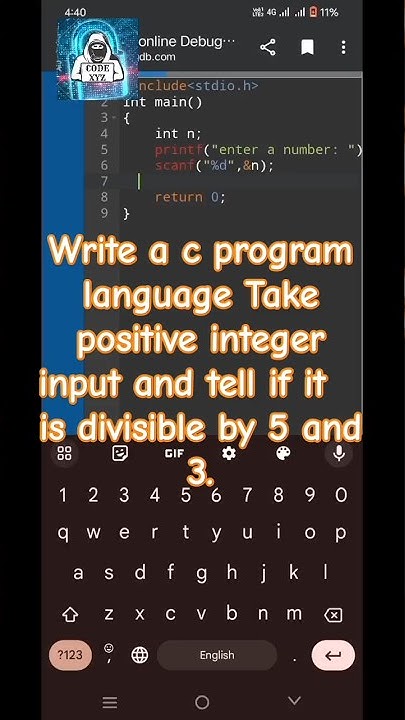 write a c program language Take positive integer input and tell if it is divisible by 5 and 3. # ...