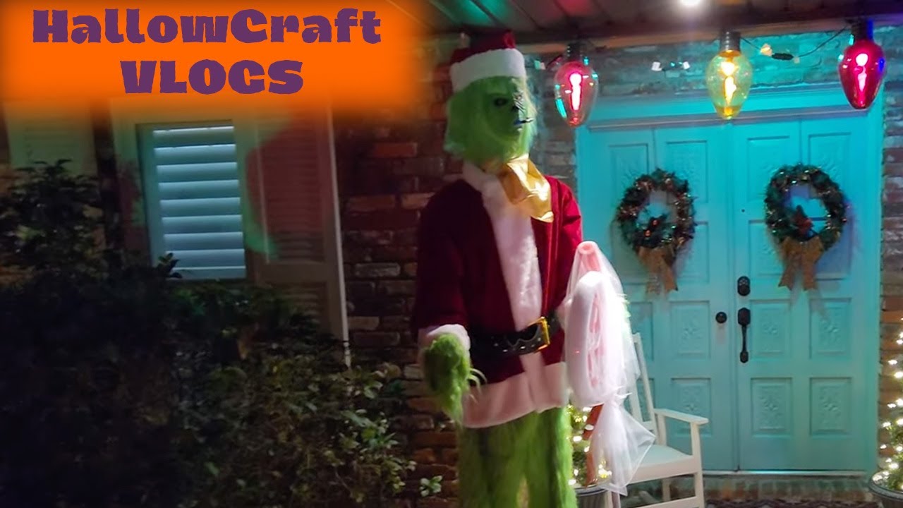 DIY Grinch Prop from Lowes 7Ft Witch - Christmas Decorations Setup Day ...