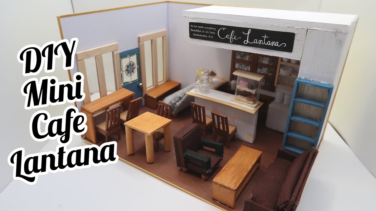 DIY miniature Cafe Lantana | Speed build from scratch - YouTube