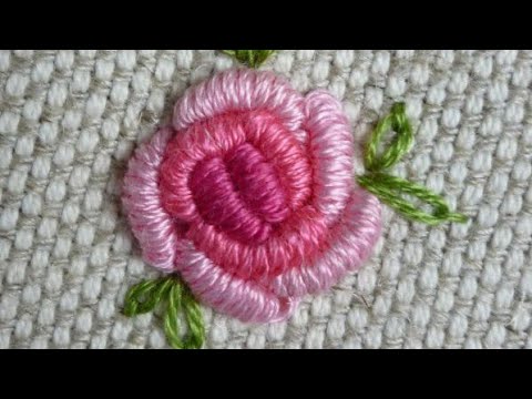 How to make Bullion Rose| Hand embroidery | Rose embroidery | Bullion ...