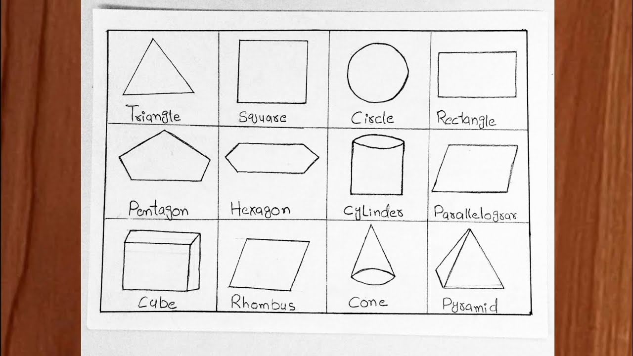 Geometric Shapes chart drawing | How to draw different types of shapes ...