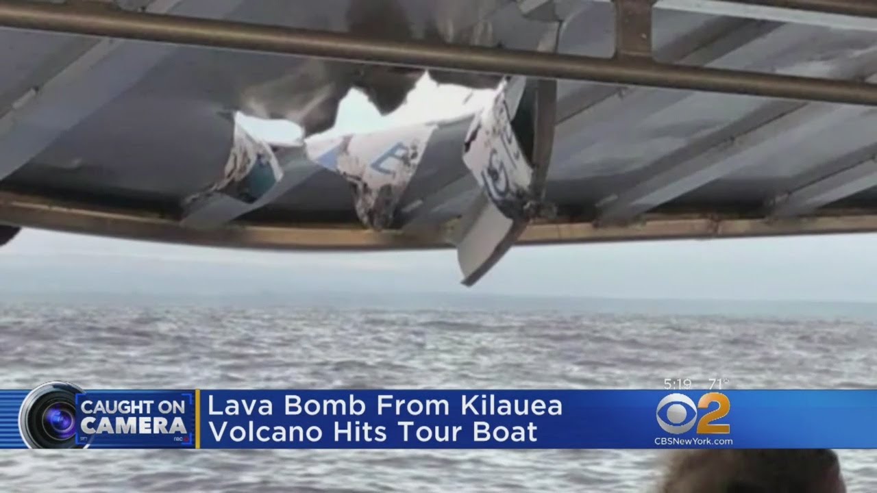 Watch: Lava Bomb From Kilauea Volcano Hits Tour Boat - YouTube