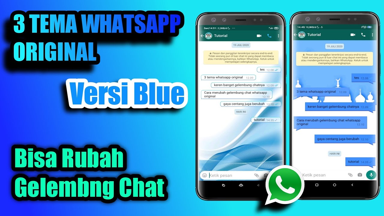 3 Tema WhatsApp Original Rubah Gelembung Chat Versi Biru Blue Langit ...