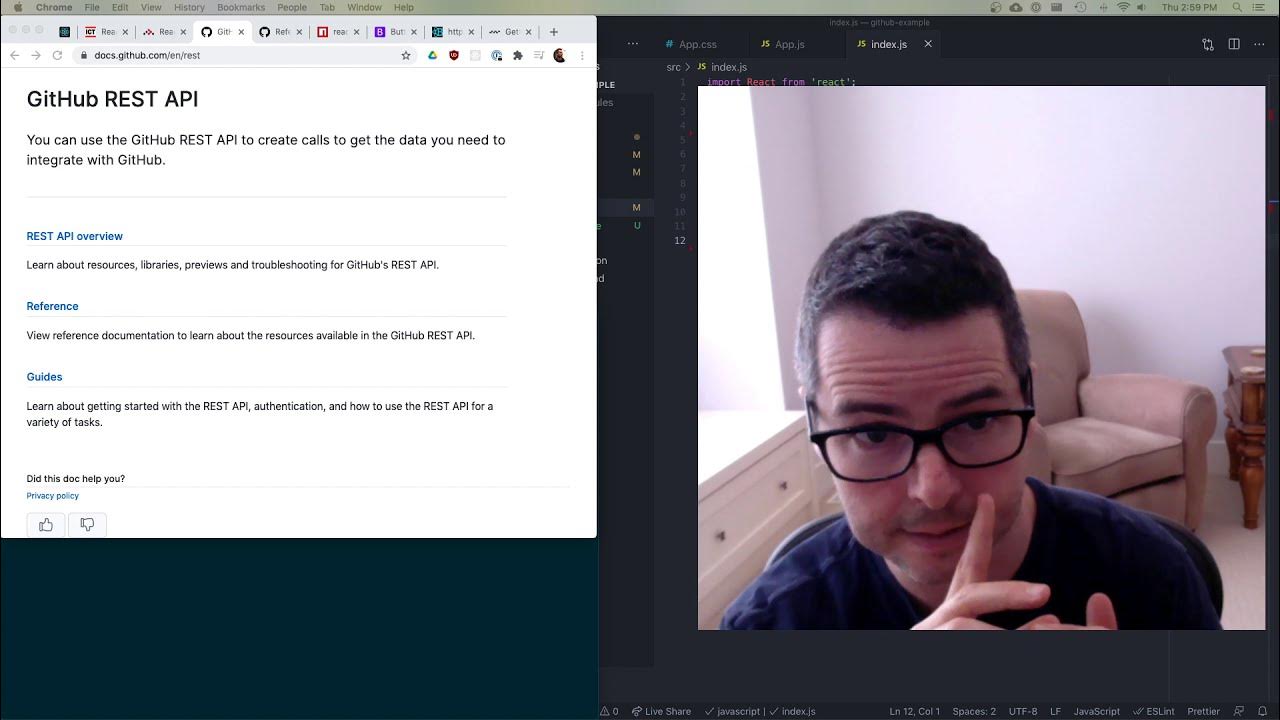 WEB422 Week 04 Part 4 - GitHub API Example - YouTube