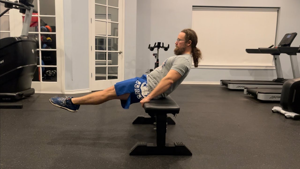 Bench Tuck Up Exercise Demonstration - YouTube