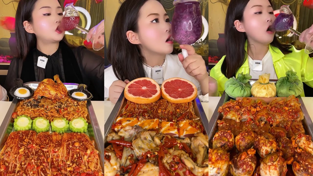 FAST 🔥Eating Show ( Eating so FAST can you do that? )패스트푸드 먹기 تناول ...