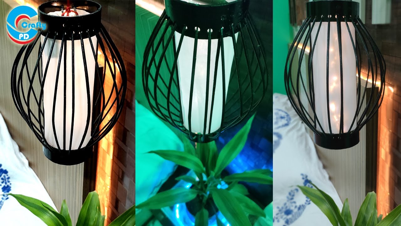 How to make hanging lamp | Wall hanging lamp making at home - YouTube