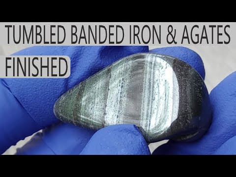 TUMBLED BANDED IRON AND AGATES ARE DONE LETS TAKE A LOOK - YouTube