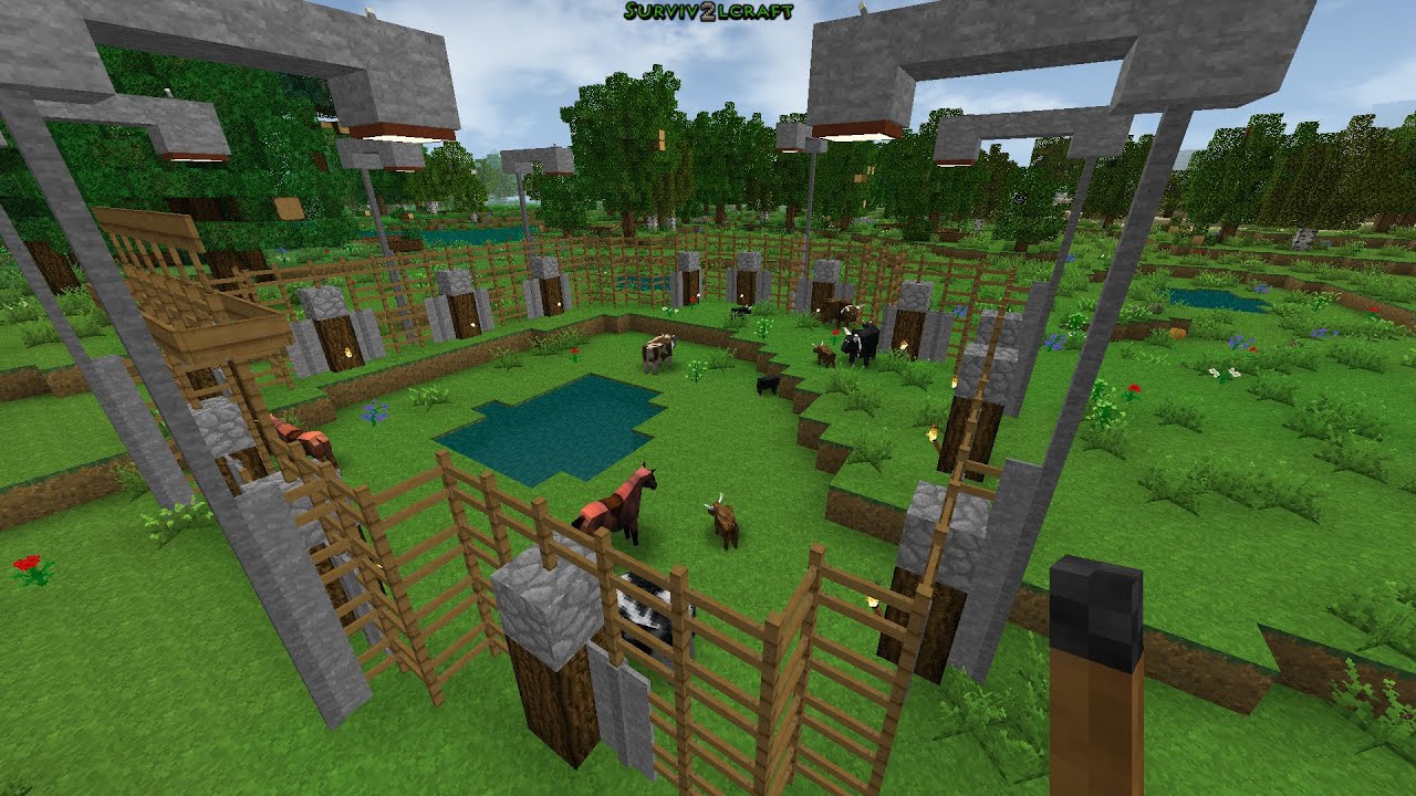 NOVO CURRAL ILUMINADO PARA OS BIZEEROS E AS VACAS SUVIVALCRAFT 2.3 MINE ...