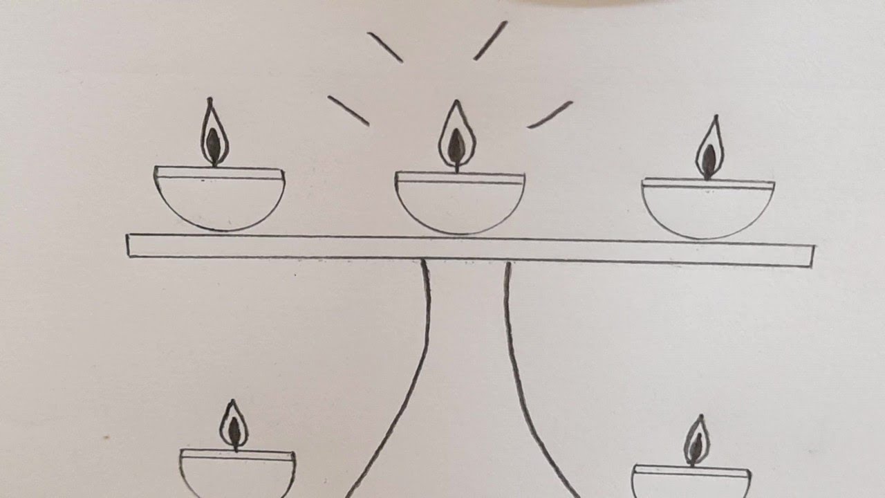 How to draw a Kaarthigai deepam scenery | Easy drawing | @Tamil NewArt ...
