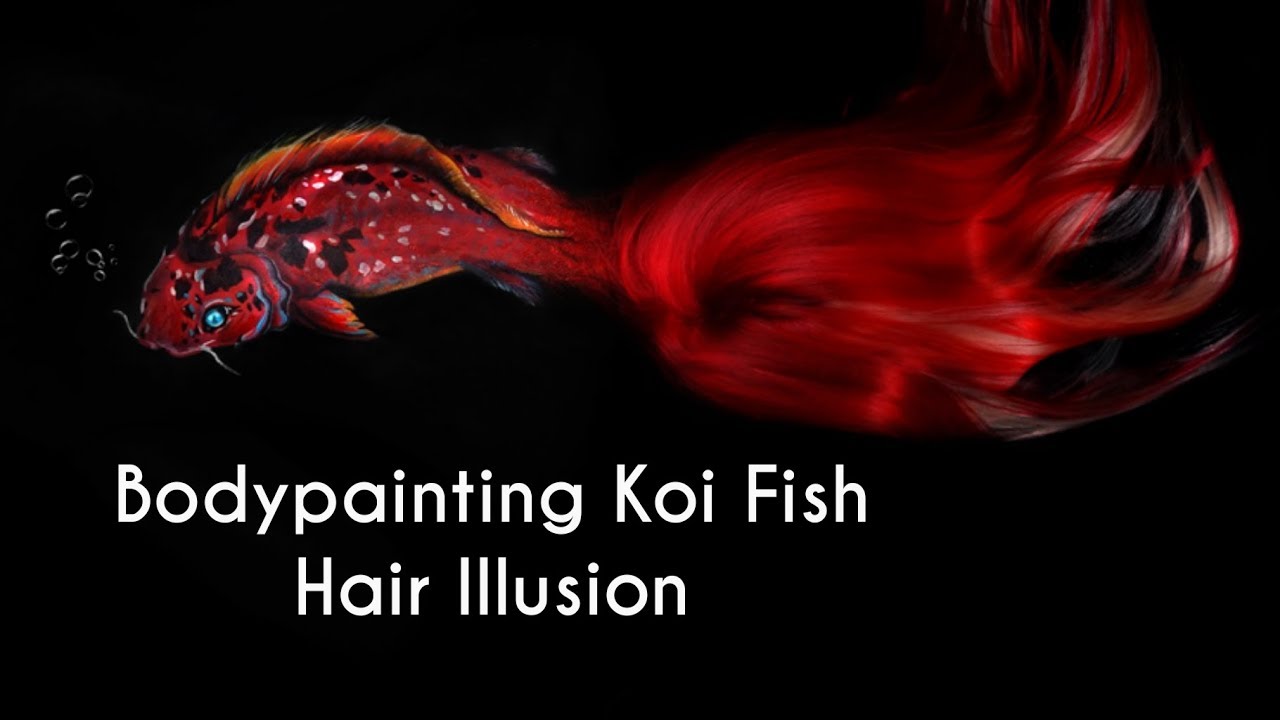 Body Painting Koi Fish with Red Hair Tail Illusion Mua Fun - YouTube