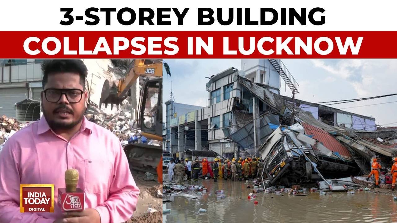 3-Storey Building Collapse in Lucknow, 8 Dead, Dozens Injured, Rescue Underway - YouTube