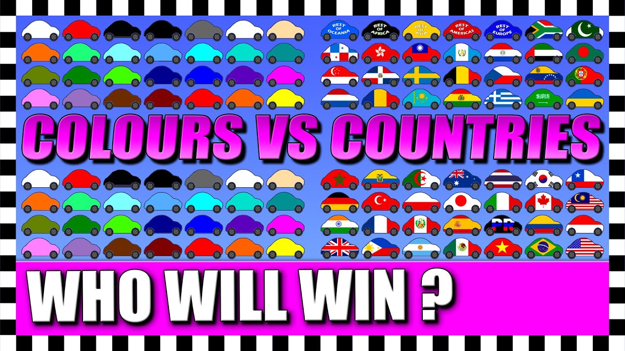 Car Race Colours vs Countries - Algodoo - YouTube