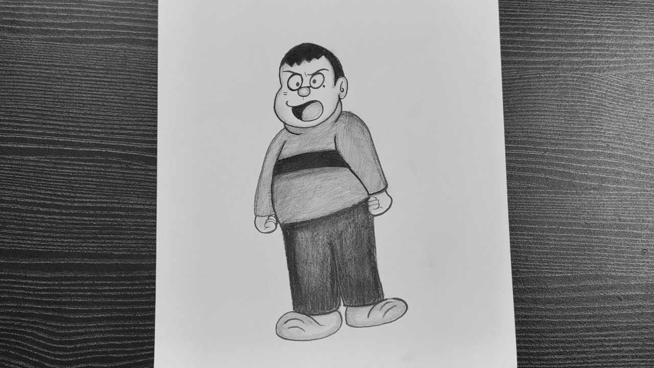 How To Draw Gian From Doraemon // How To Draw Gian Face // Cartoon ...