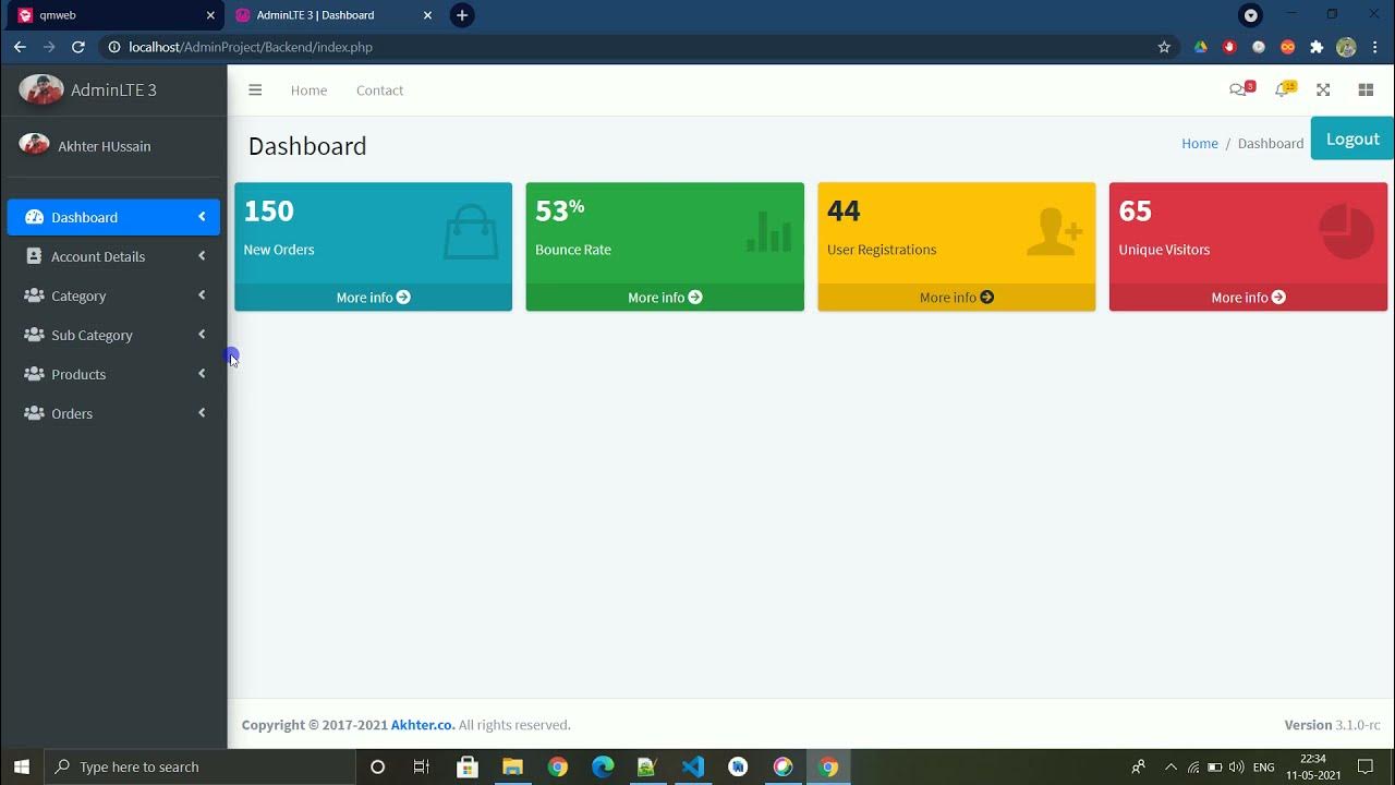 Admin Panel--2: How to set or give Database Connection and Set Index file in php MySqli - YouTube