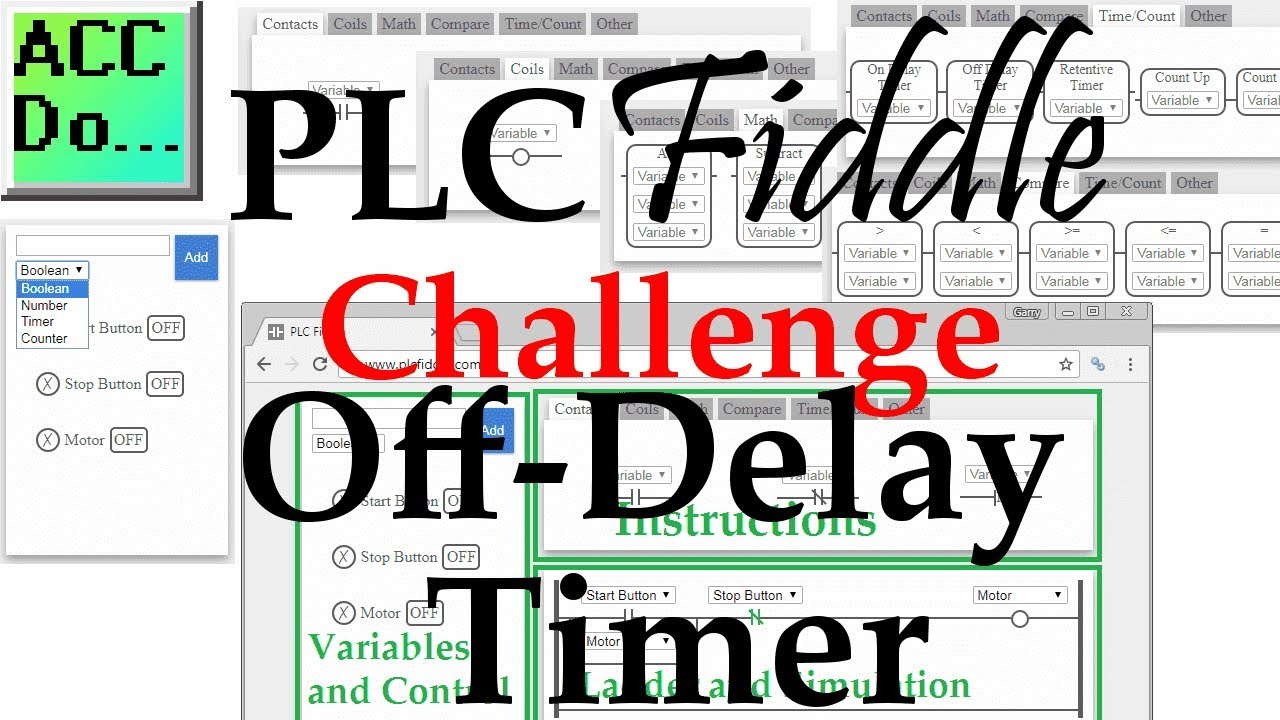 PLC Fiddle Off Delay Timer Challenge Solution Answer - YouTube