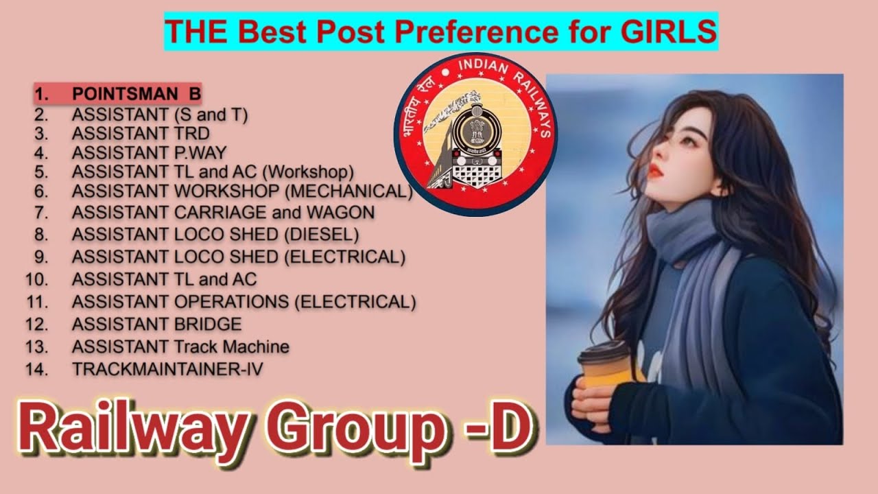 Best post preferences for girls|| RRB group d post preferences#rrb # ...