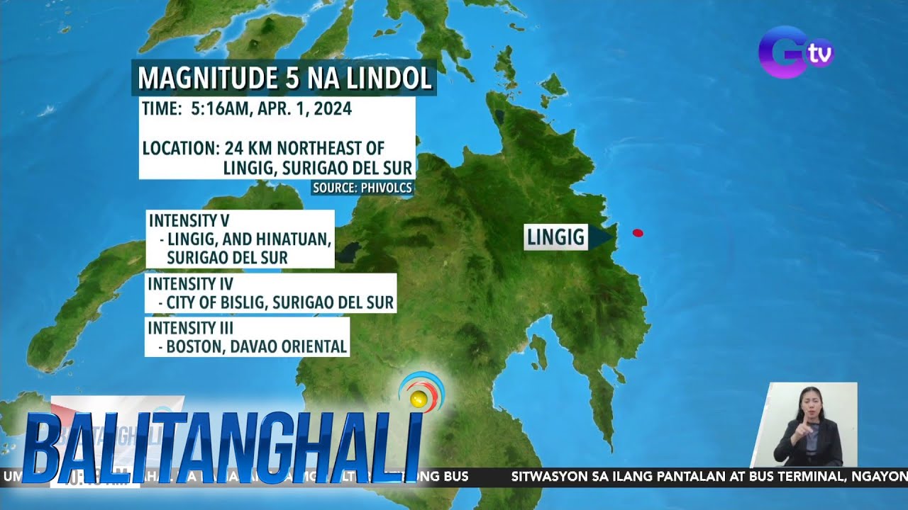 Surigao del Sur, niyanig ng magnitude 5 na lindol | BT - YouTube