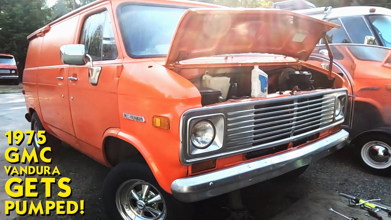 1975 GMC Vandura Get's Pumped! Power Steering Pump R & R - YouTube