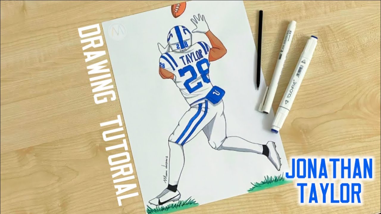 How to draw Jonathan Taylor from Indianapolis Colts - YouTube