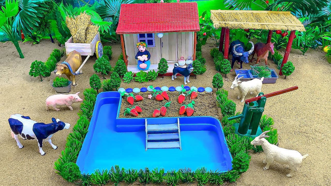 Diy Miniature Farm with Cows, Buffalo, Aquarium, Strawberry Garden, and ...