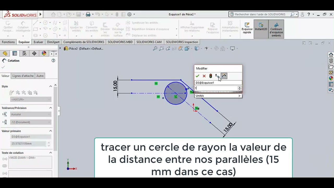 ajustement de 2 traits avec solidworks - YouTube