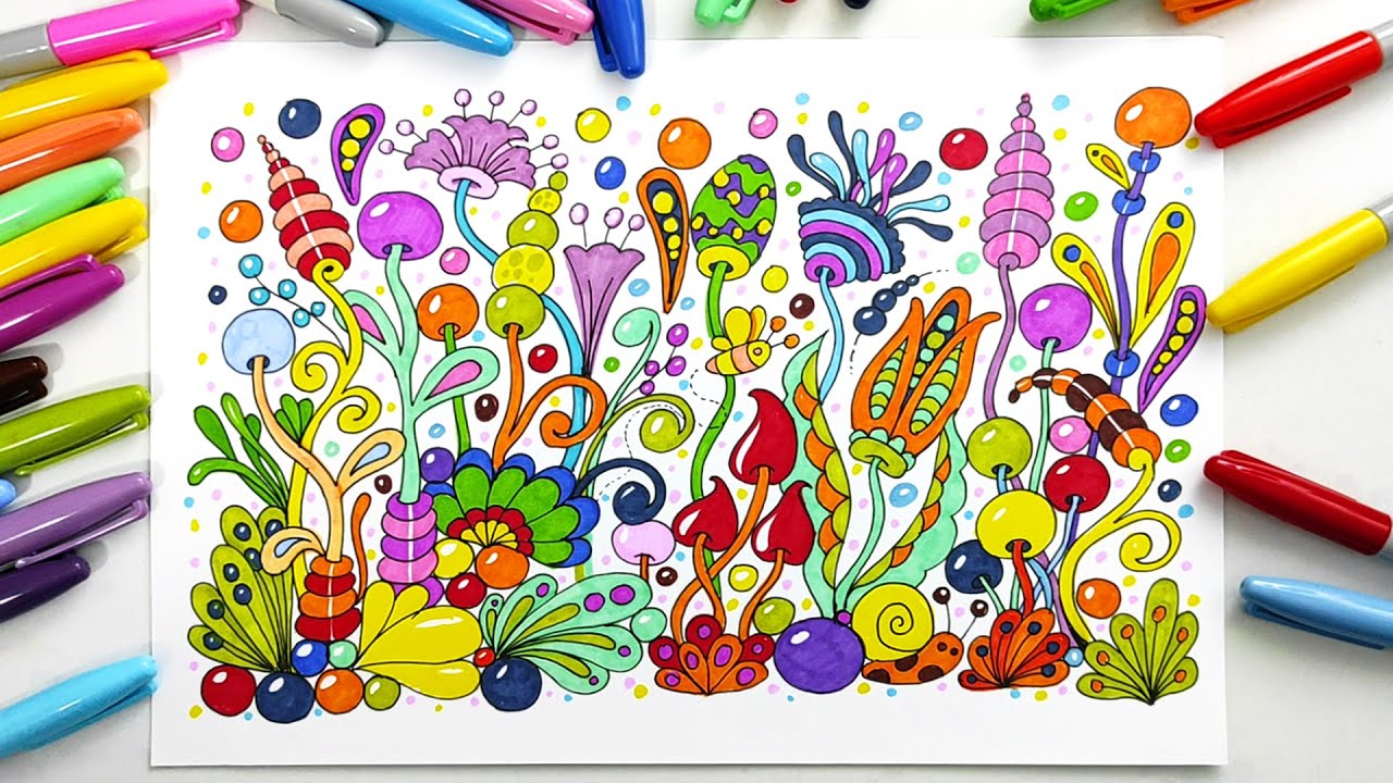 How to Draw a Zen Doodle ♡ Zentangle Art for Beginners ♡ Colorful zen ...