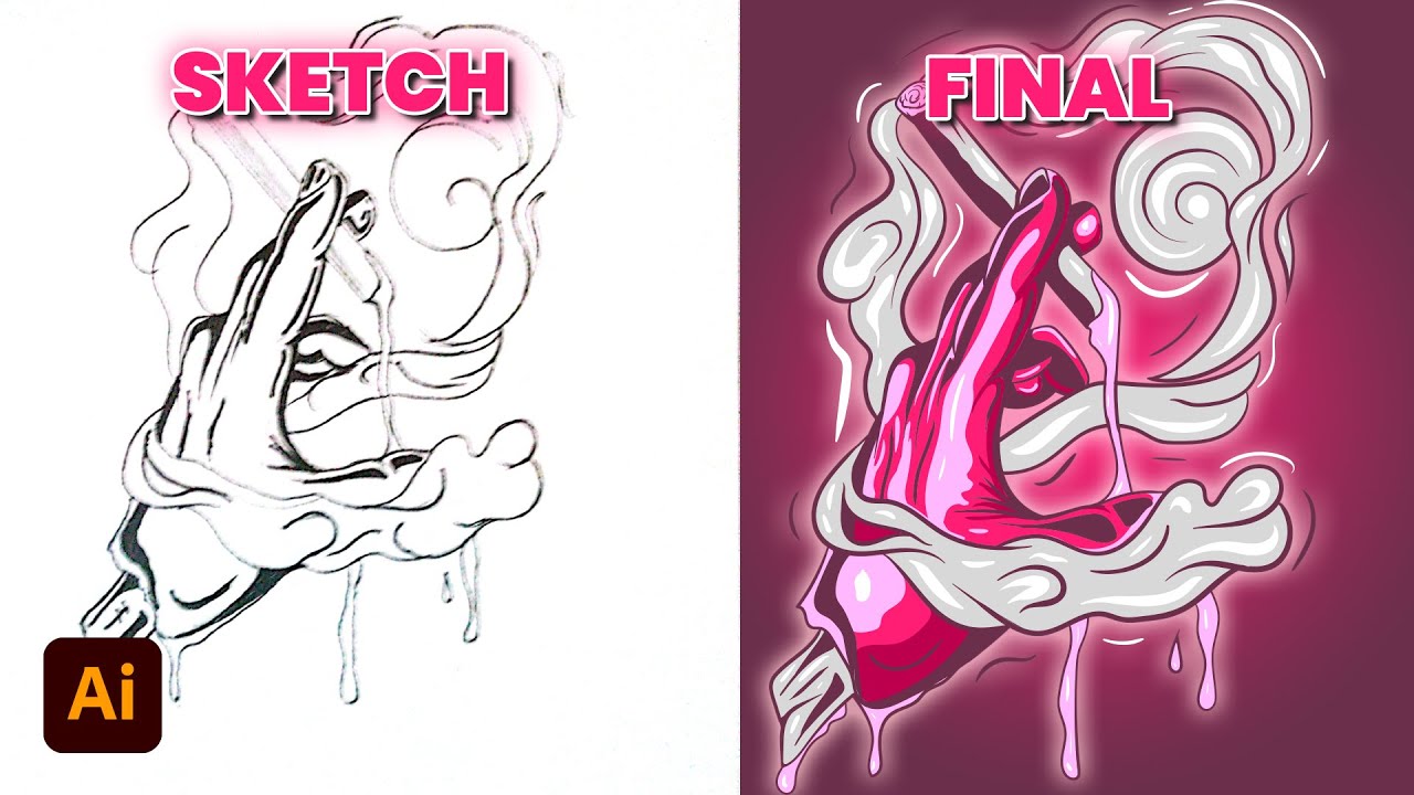 free hand drawing using adobe illustrator - YouTube