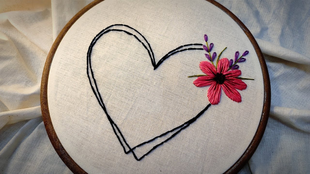 Easy heart embroidery tutorial || Hand embroidery for beginners || Let ...