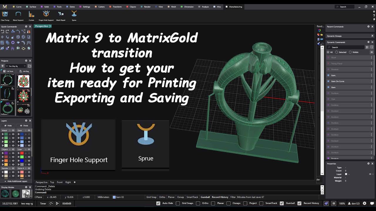 Matrix 9 to MatrixGold transition How to get an item ready for Printing ...