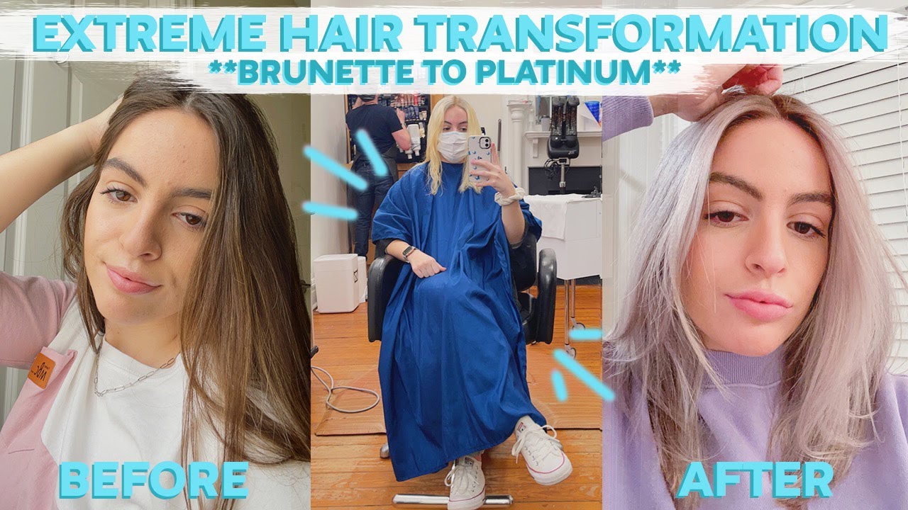 EXTREME HAIR TRANSFORMATION *dyeing my hair platinum* - YouTube