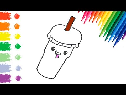 How to draw a latte | Drawing of cute latte | Easy to draw / Subscribe ...