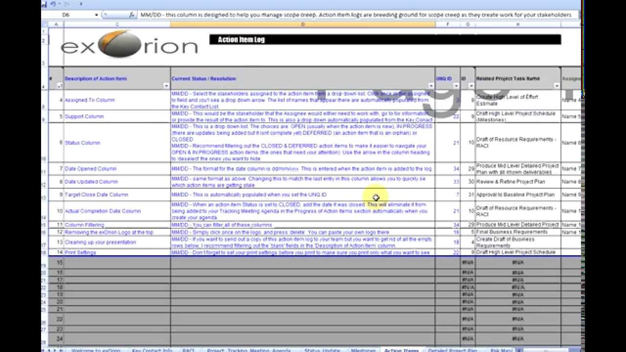 exOrion Action Item List Tutorial #6 - YouTube