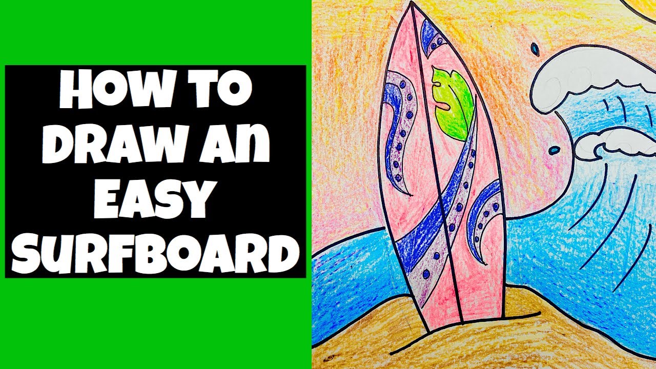 How to Draw An Easy Surfboard for Kids - YouTube