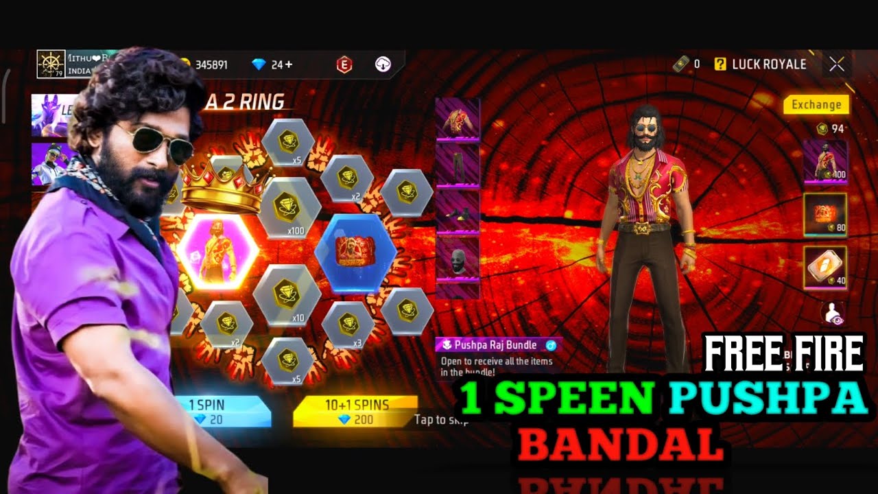 1 SPEEN PUSHPA BANDAL FREE FIRE 🔥🔥🔥#video #freefire #pushpa - YouTube
