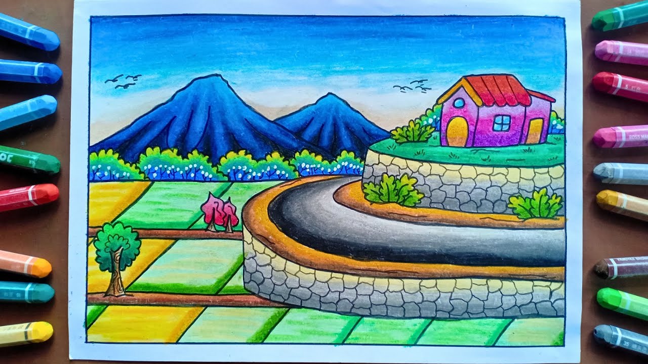 Cara Menggambar Pemandangan Alam | How to Draw Beautiful Scenery - YouTube