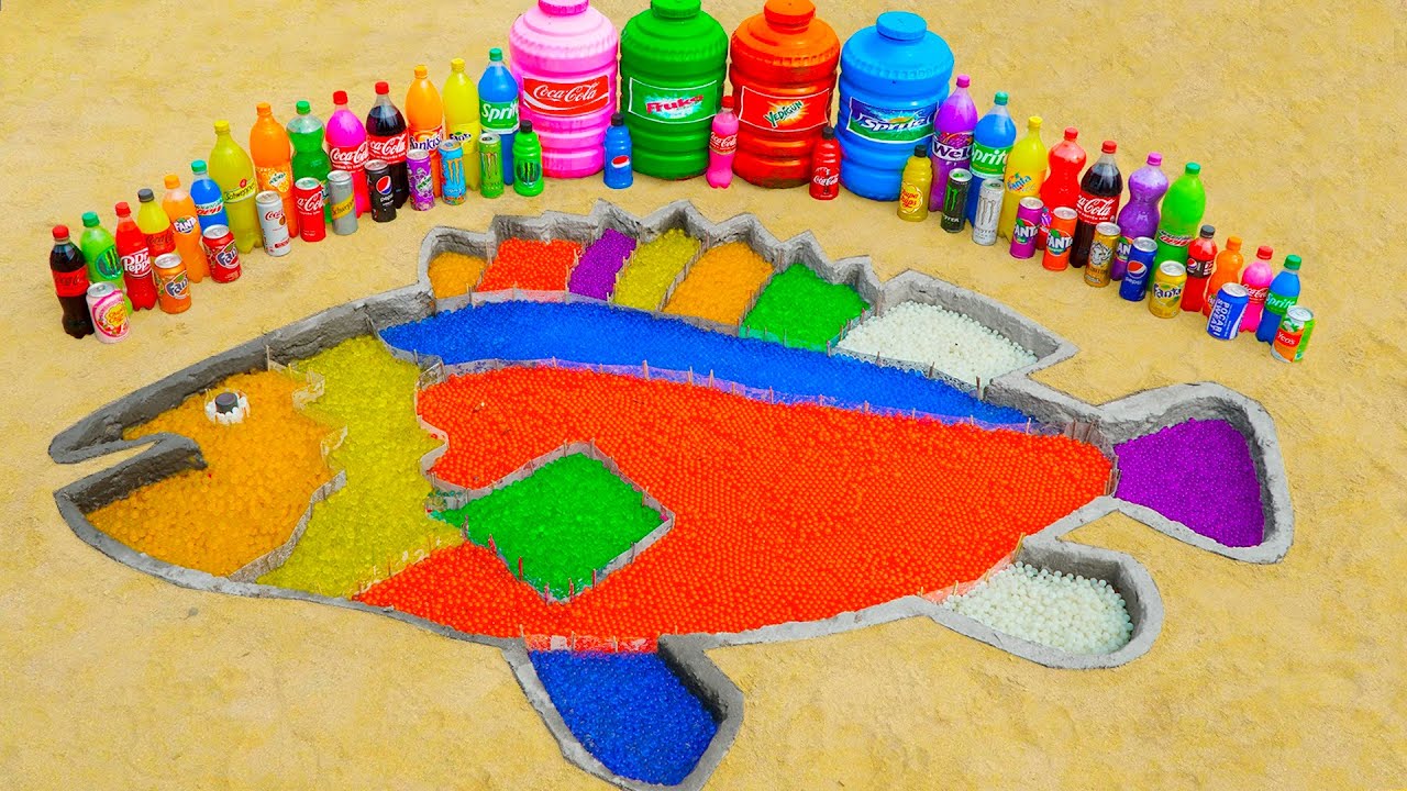 How to make Rainbow Rock Fish with Orbeez, Coca Cola, Mtn Dew, Fanta vs ...