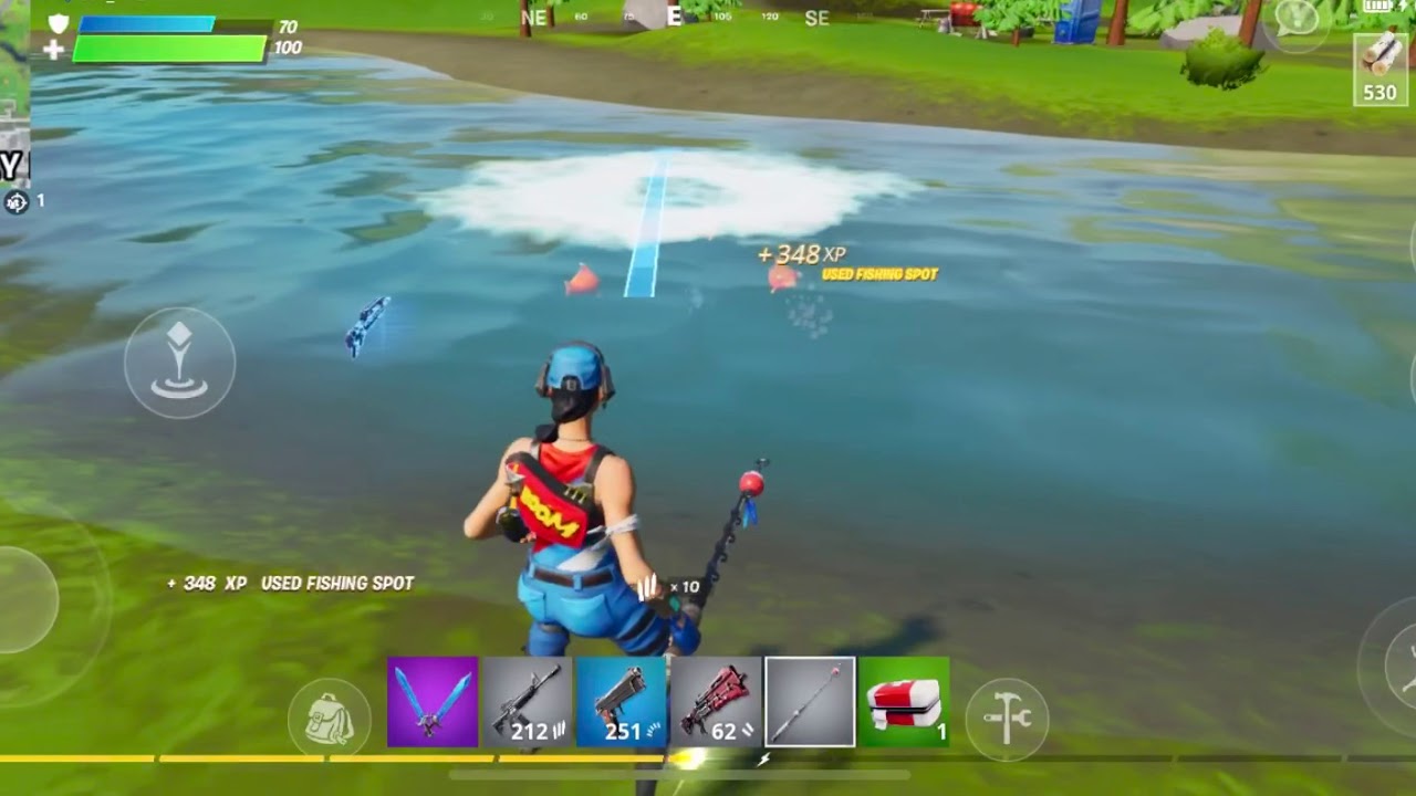 Fish at fishing spots-Fortnite Challenge - YouTube