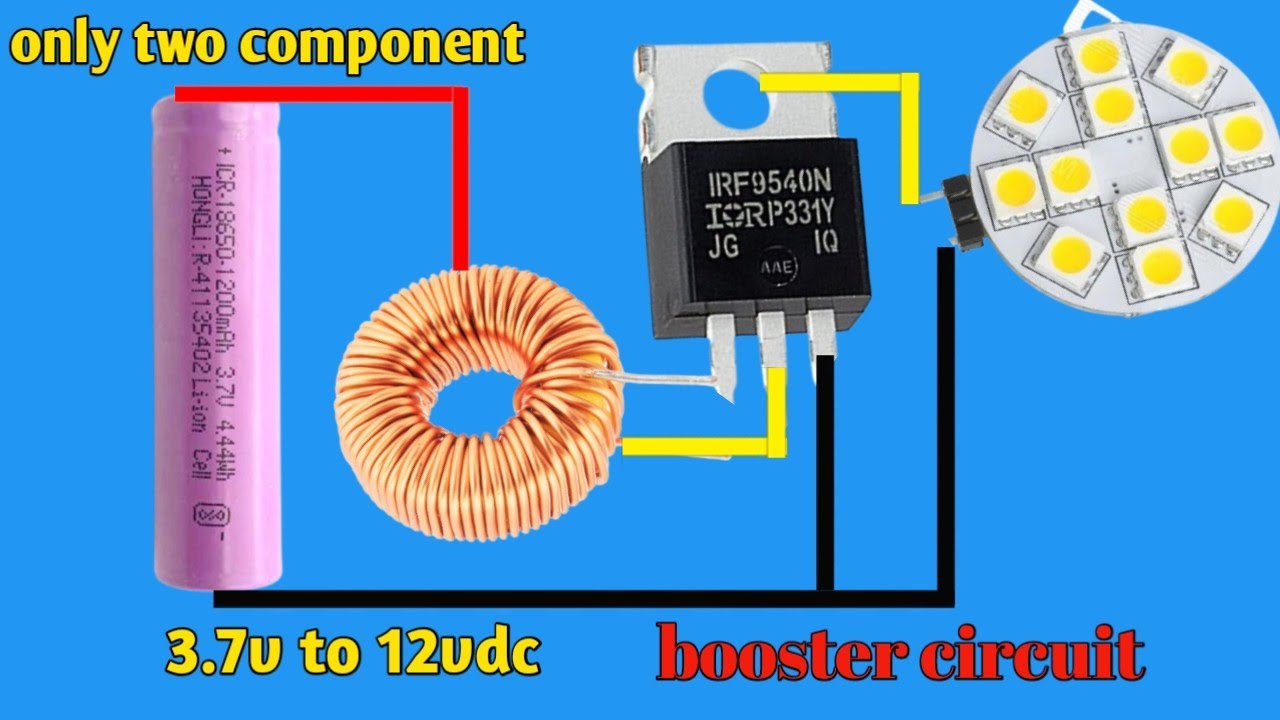 3.7vdc to 12vdc booster converter || dc to dc booster circuit || only ...