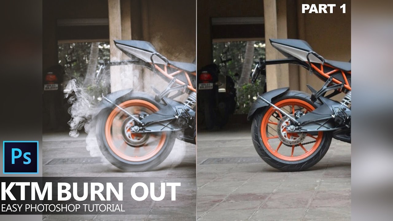 Easiest way to Awesome Burn Out with KTM bike Photoshop tutorial - YouTube