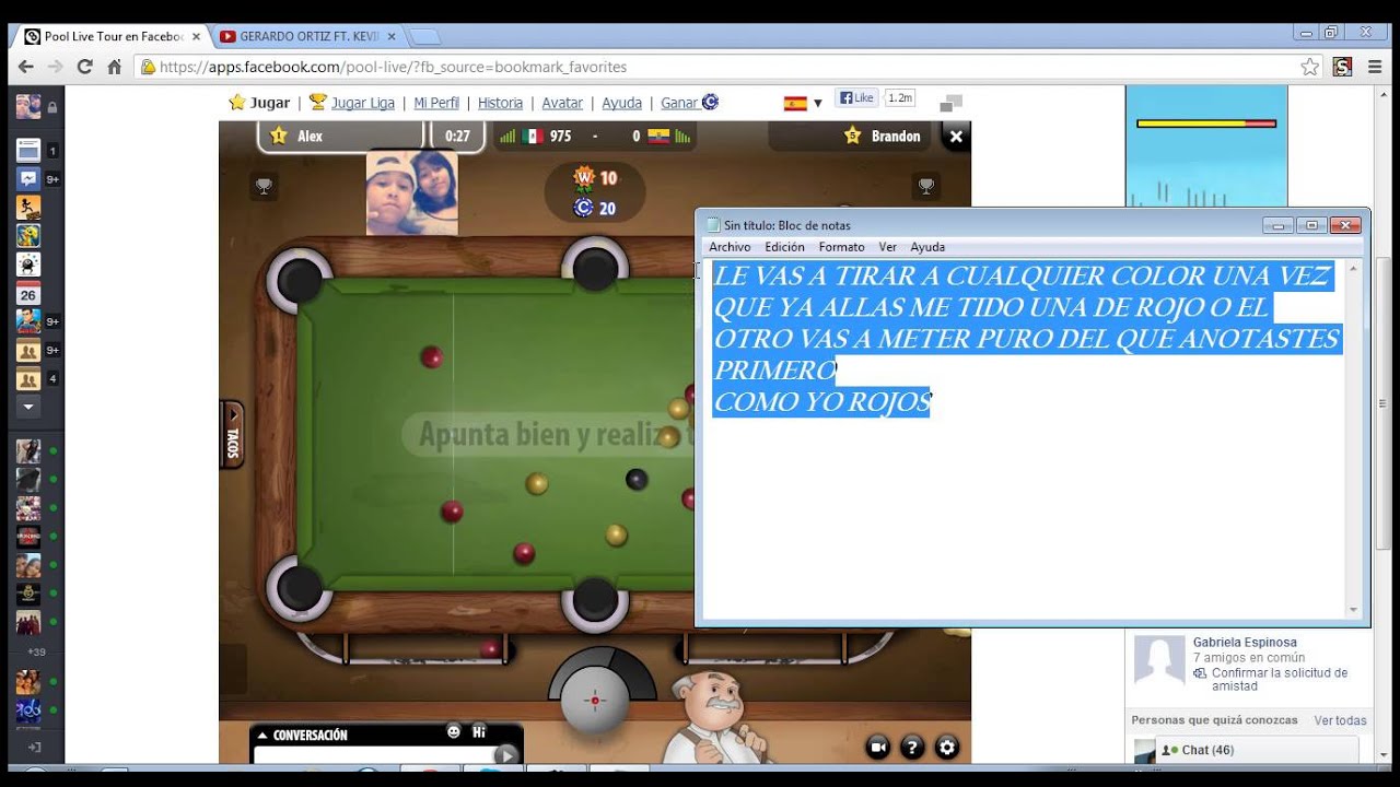 COMO JUGAR POOL LIVE TOUR EN FACEBOOK - YouTube