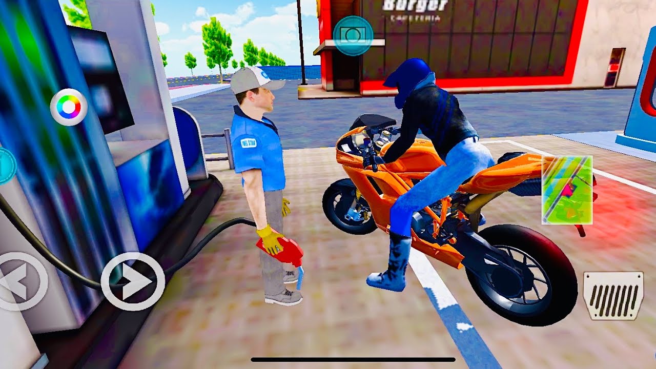 3D Driving Class Simulator -Orange Motorbike Feul Station Riding Race ...